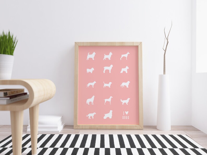 I LOVE DOGS poster Printable Wall Art dog lover prints | Etsy
