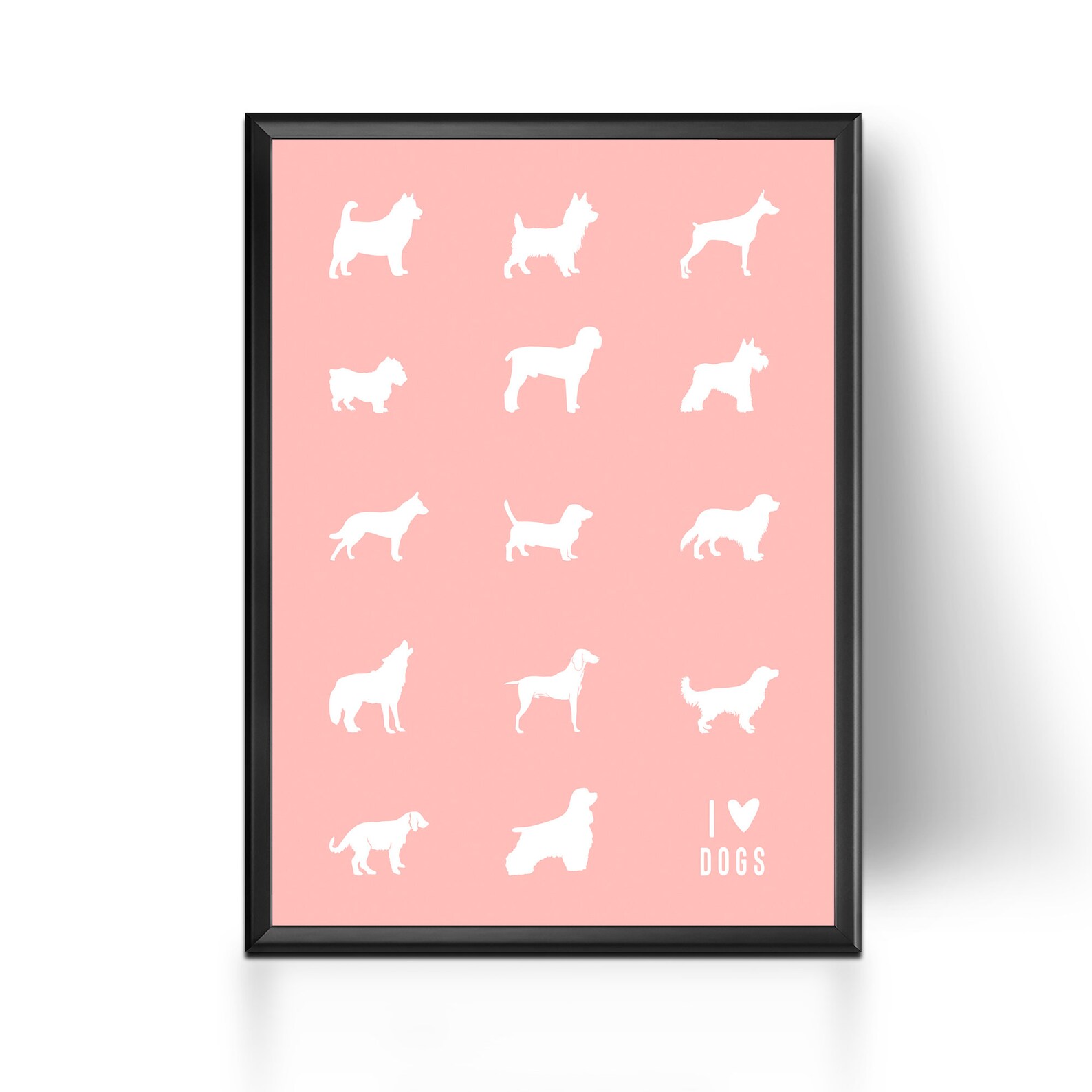 I LOVE DOGS Poster, Printable Wall Art, Dog Lover Prints, Modernist ...