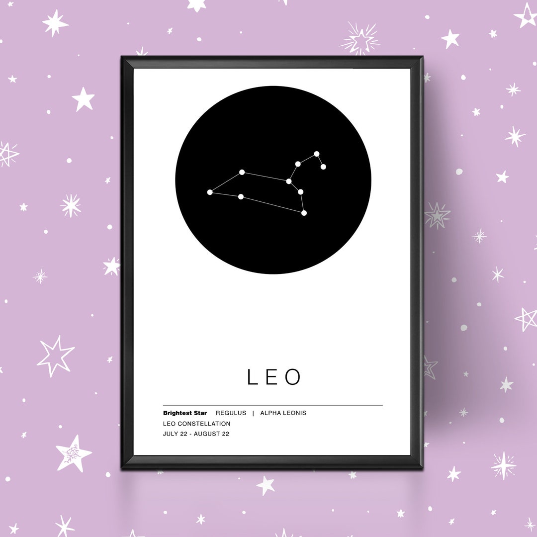 Leo Zodiac Poster | Printable Wall Art | Star Constelations | Digital ...
