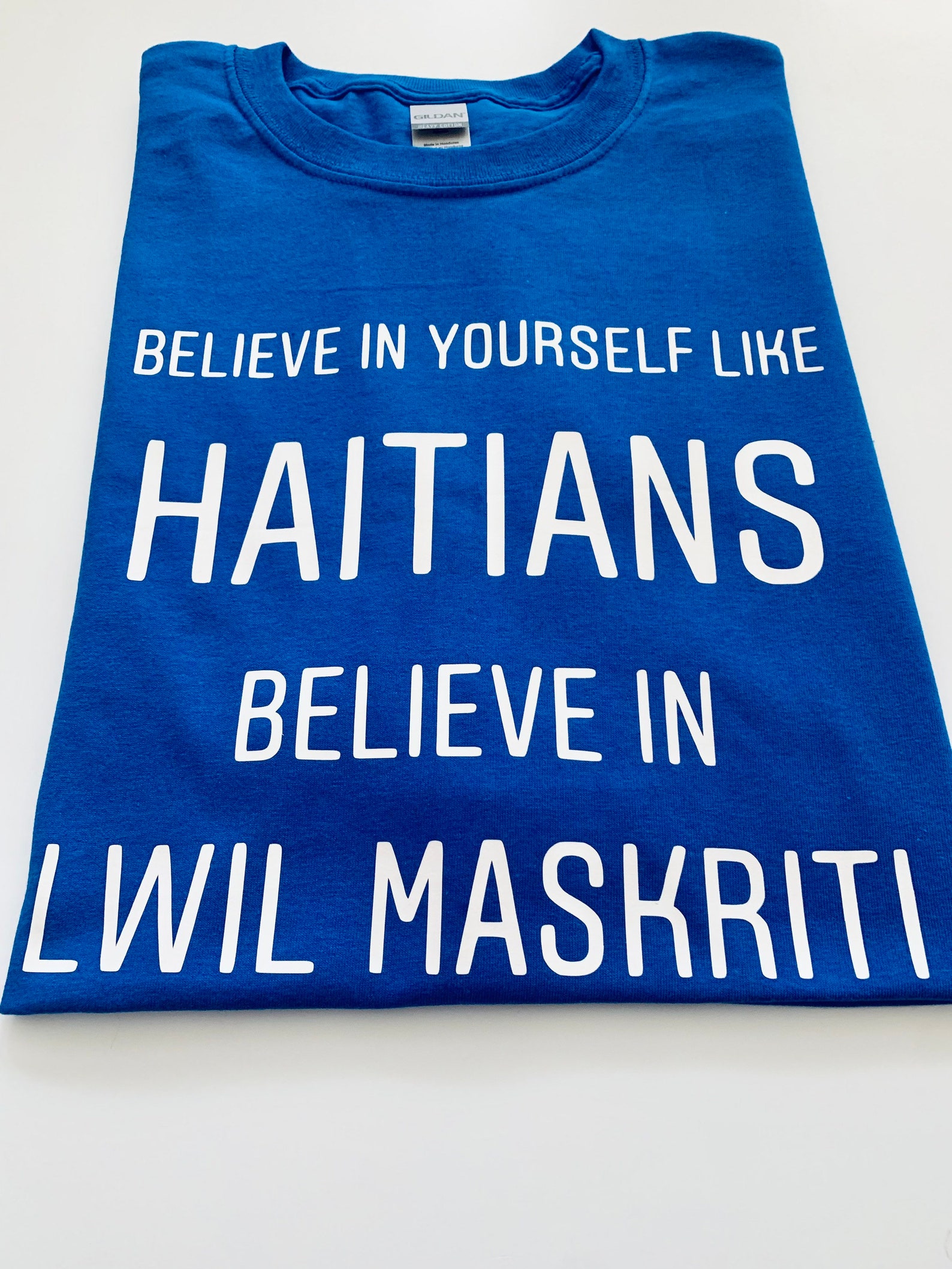 Haitian T-shirt Blue and White - Etsy