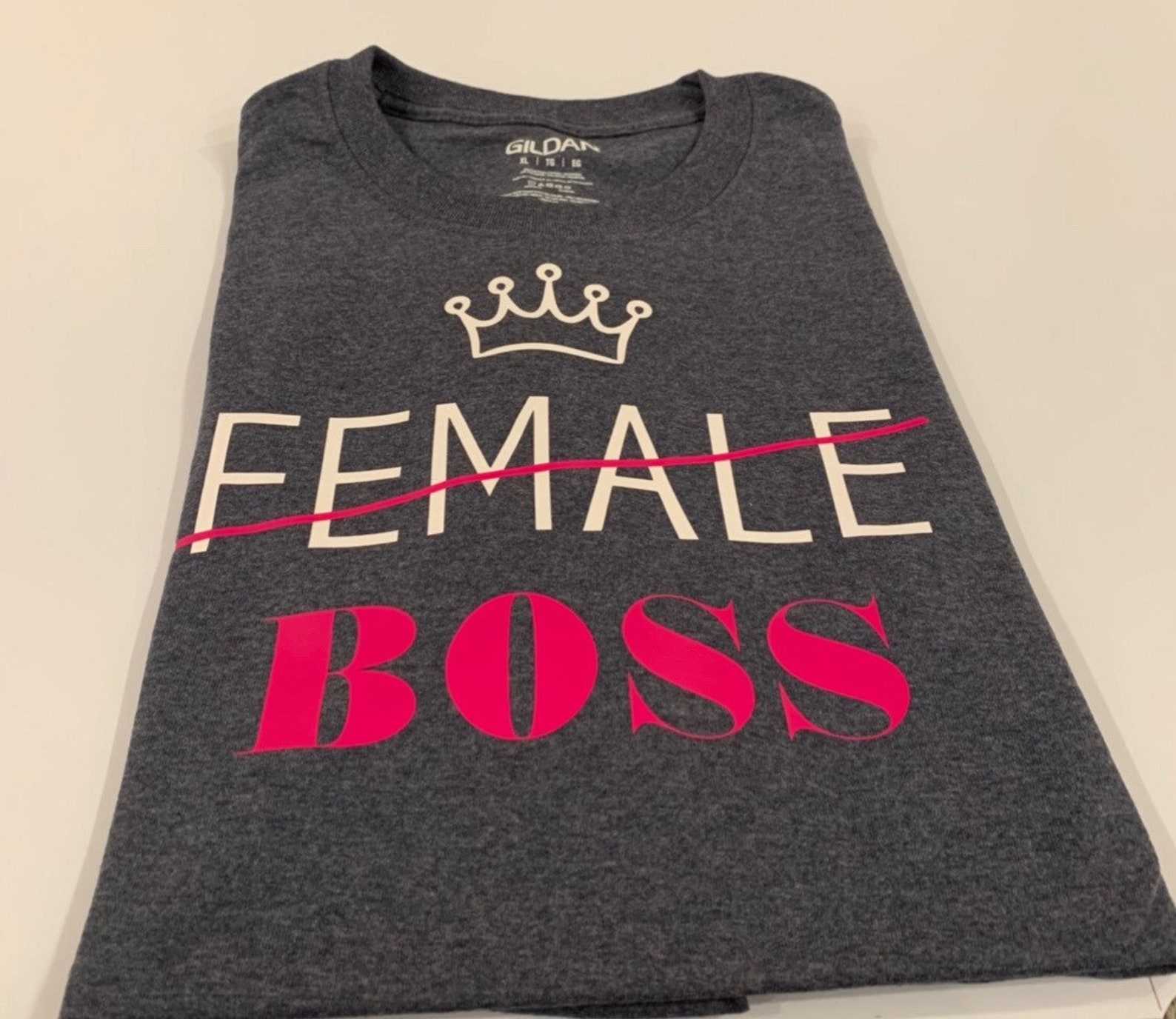 Female Boss T Shirt, Boss T Shirt, Grey, White and Pink T Shirt - Etsy