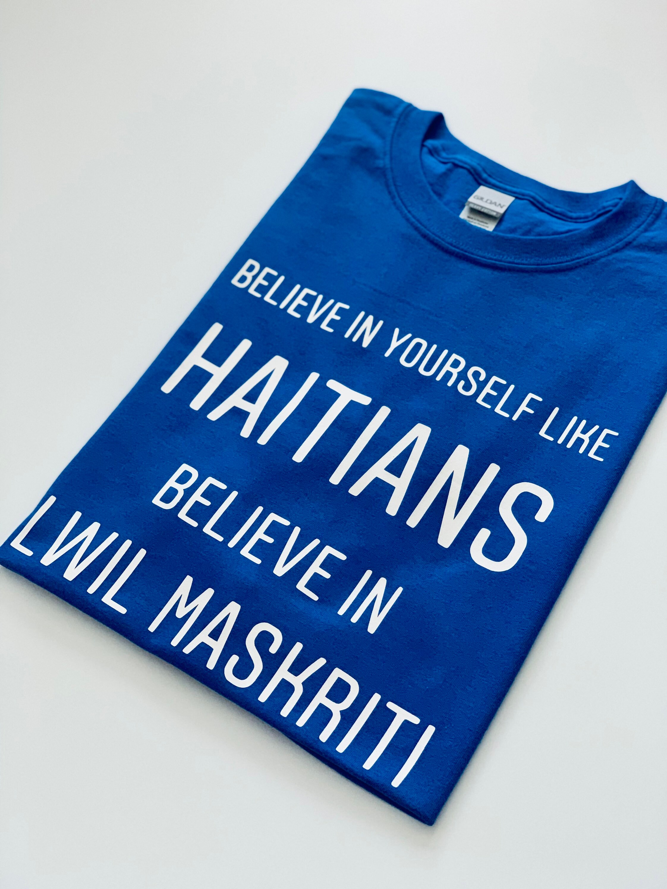 Haitian T-shirt Blue and White - Etsy