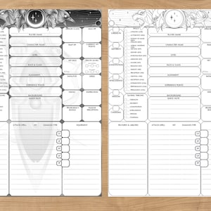 DND 5e Downloadable Character Sheet PDF moon Elf Dungeon and Dragons Player Custom Sheet - Etsy