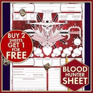 Pdf DND 5E Sheet - Blood HUNTER Character D&D Sheets - Dungeons and ...