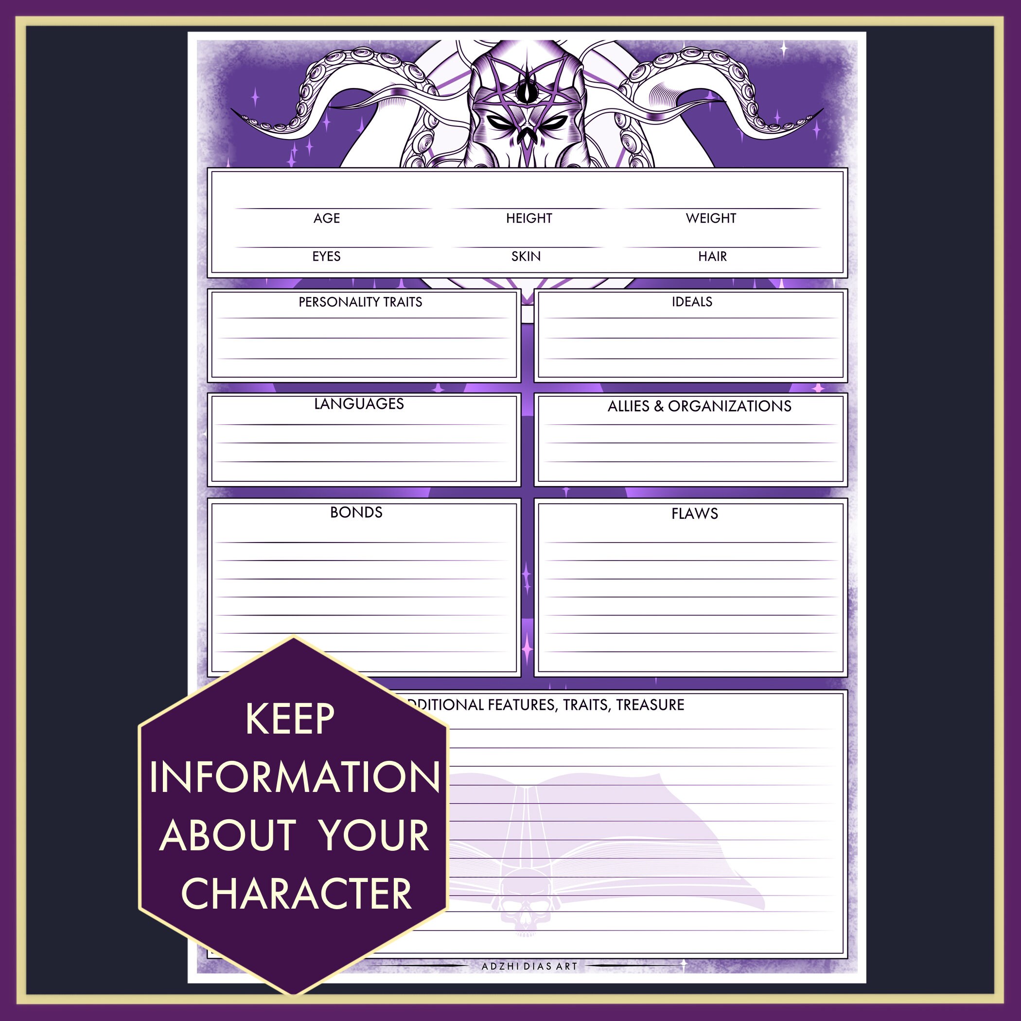 DND 5E Sheet - WARLOCK Character D&D Sheets - PDF for Dungeons and ...