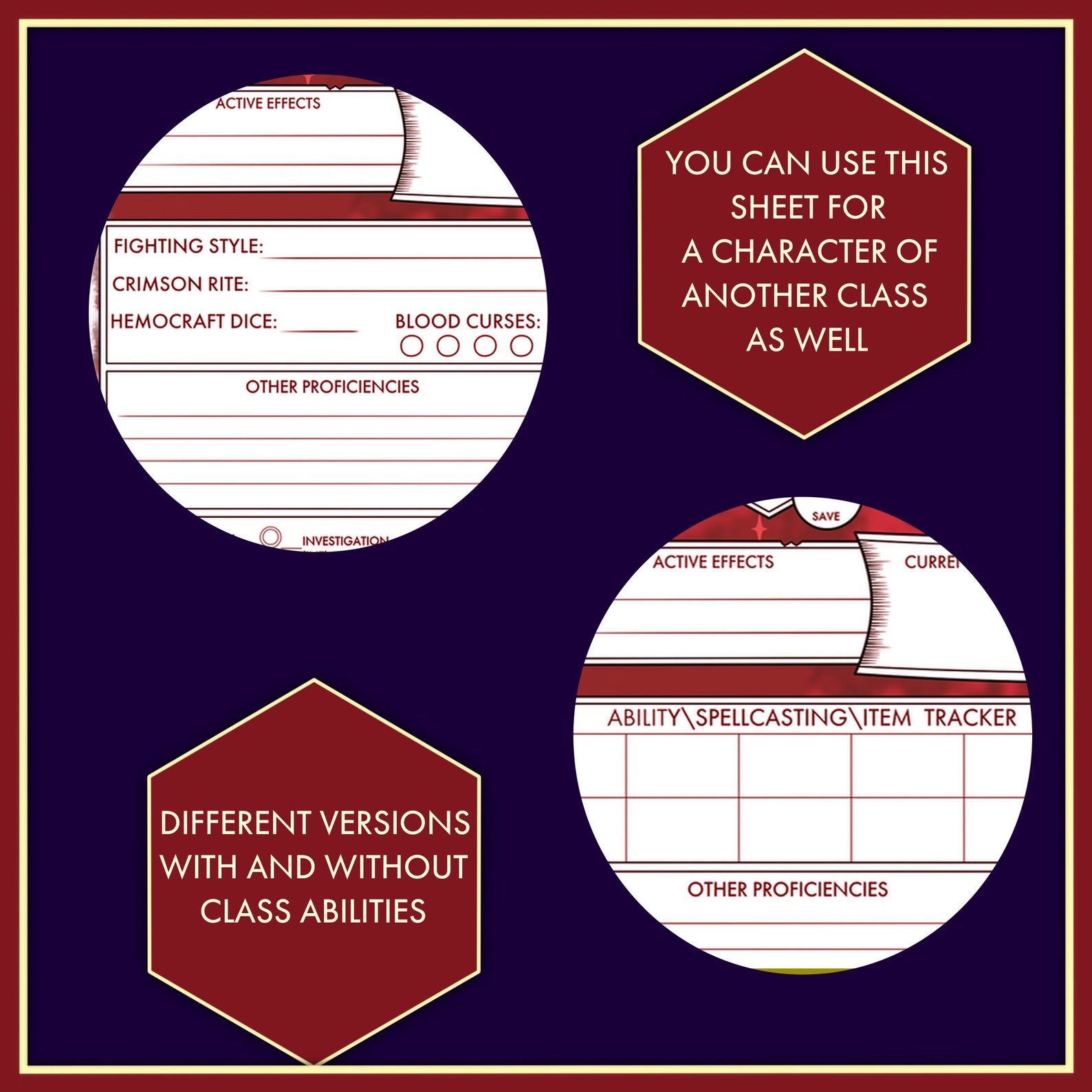 Blood Hunter Character Sheet - D&D 5E RPG, DM GM Tools (pdf) - Etsy