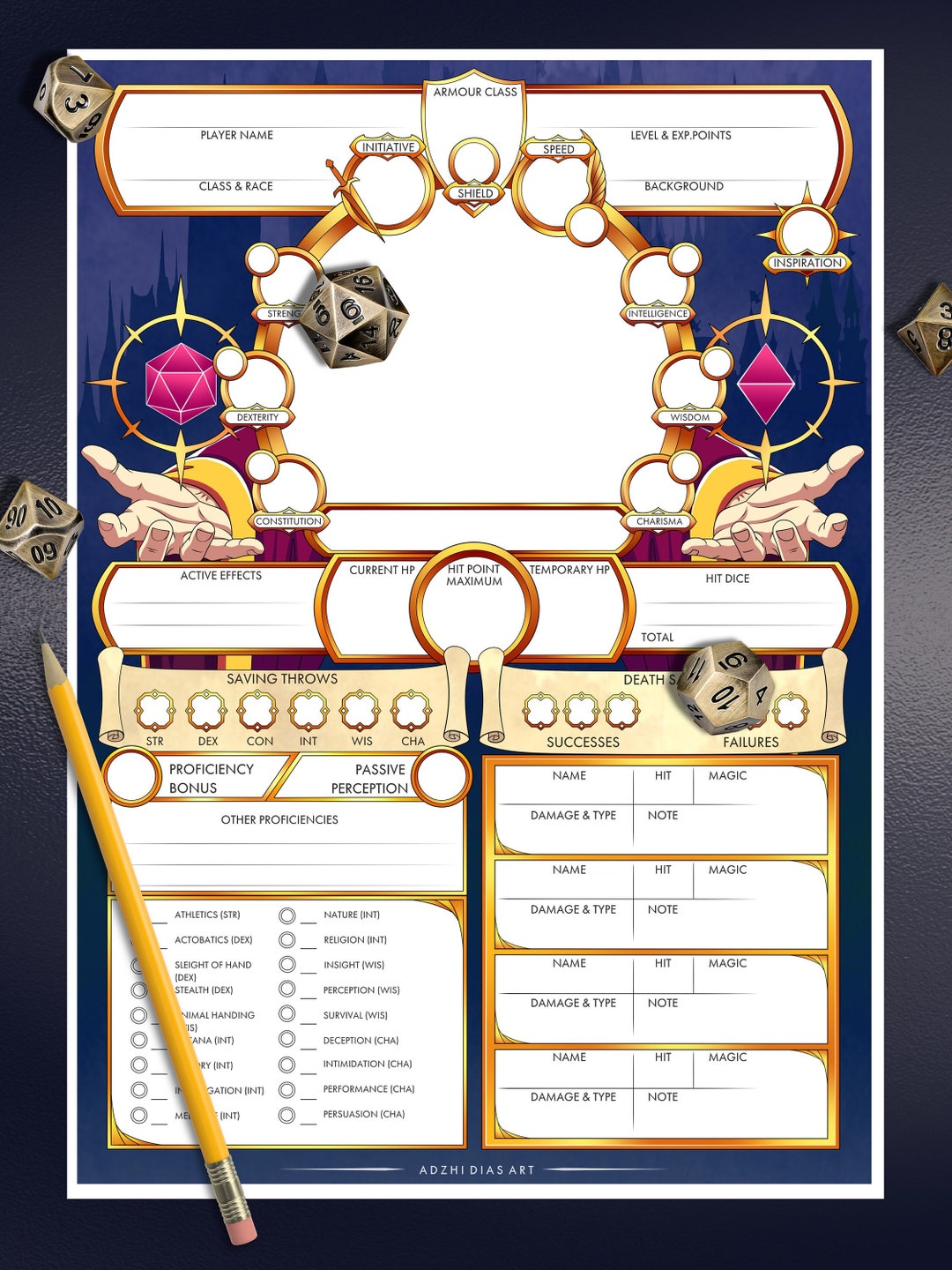 D&D 5E Character Sheets DND Sheet PDF for Dungeons and - Etsy