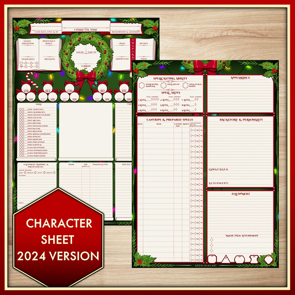 Christmas Dnd 5e Character Sheet | Cozy Winter Theme Printable Page - Etsy