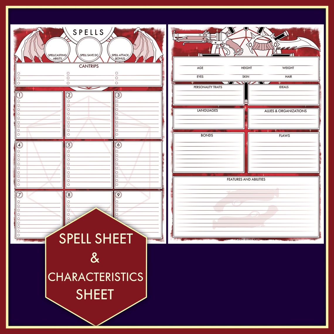 Blood Hunter Character Sheet - D&D 5E RPG, DM GM Tools (pdf) - Etsy