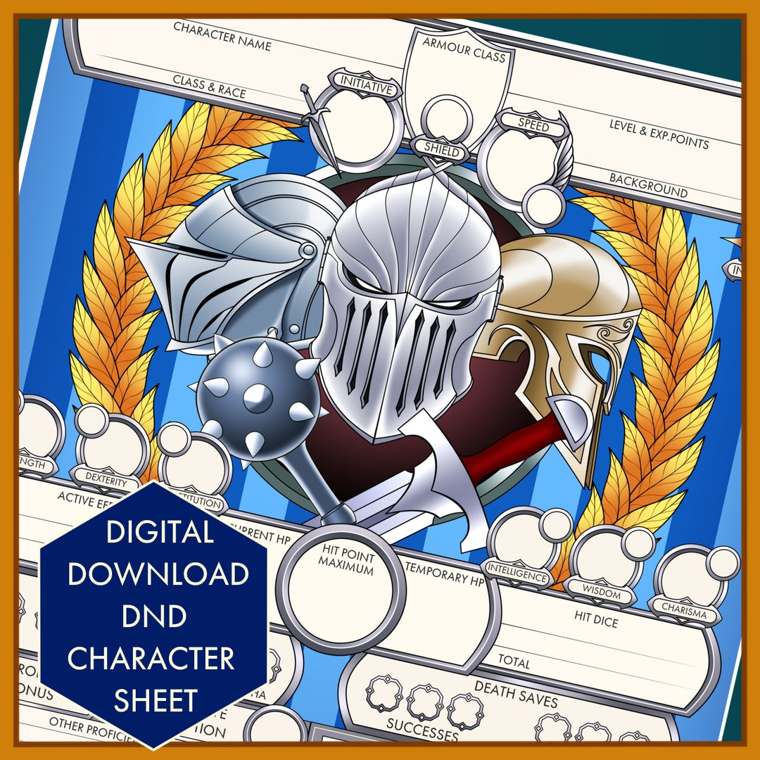 Fighter D&D 5E Character Sheets DND Sheet PDF for Dungeons and Dragons ...