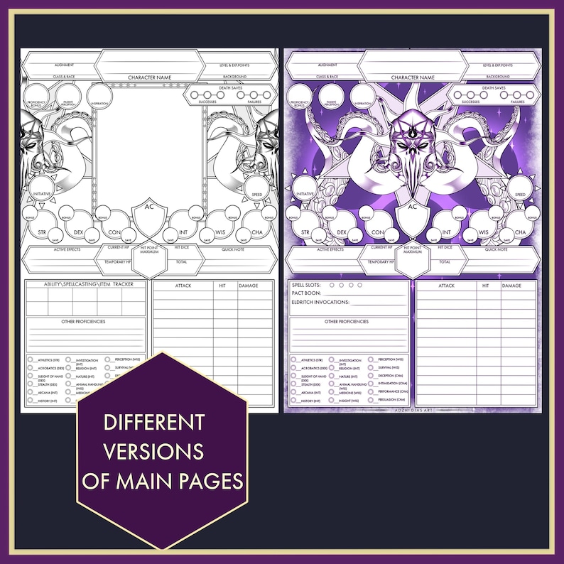 DND 5E Sheet - WARLOCK Character D&D Sheets - PDF for Dungeons and ...