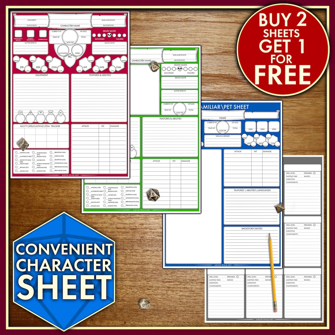 Dnd 5e Character Sheet: Printable PDF for Dungeons & Dragons 5th ...