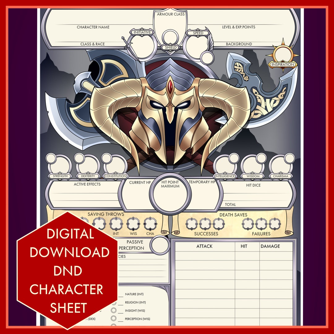 Fichas de personagem Bárbaro D&D 5E Folha DND PDF para Dungeons and ...