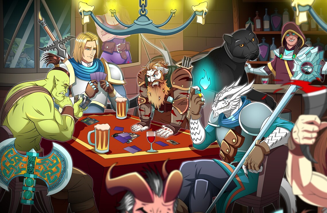 DnD Commission DnD art D&D party RPG Custom Character | Etsy