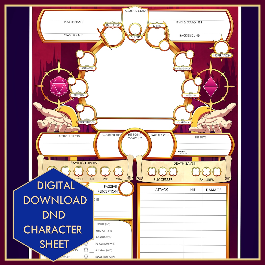 D&D 5E Character Sheets - DND Sheet - PDF for Dungeons and Dragons 5th ...