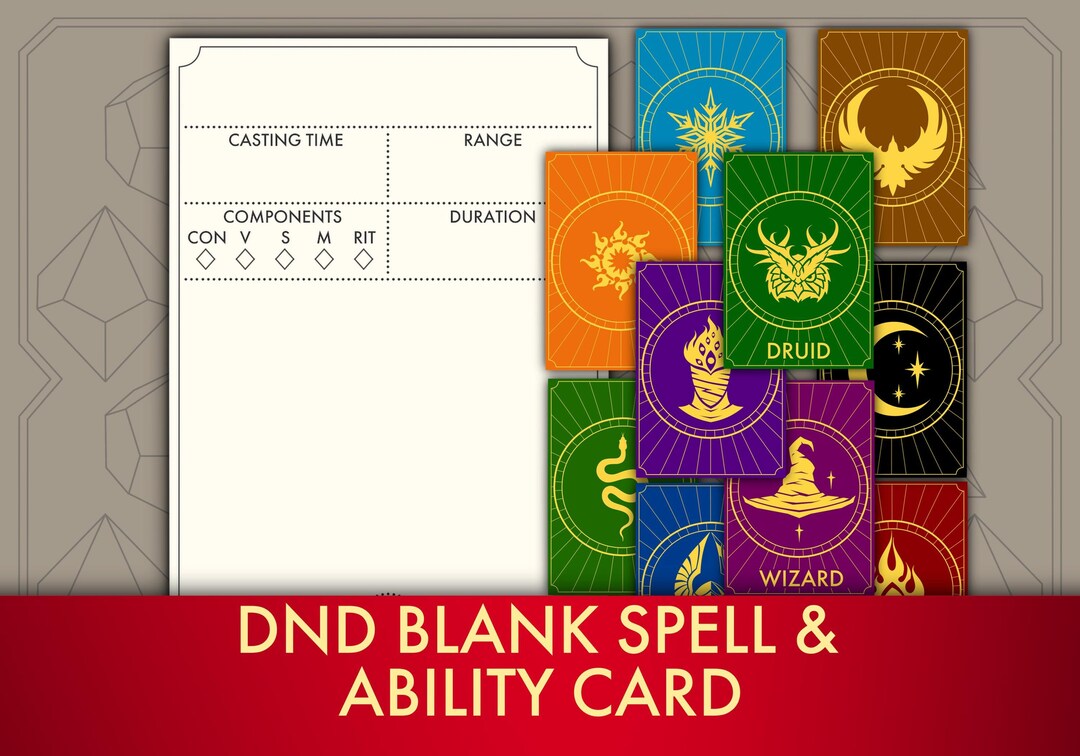 Dnd Spell & Ability Card Templates: Printable RPG Cards (digital ...