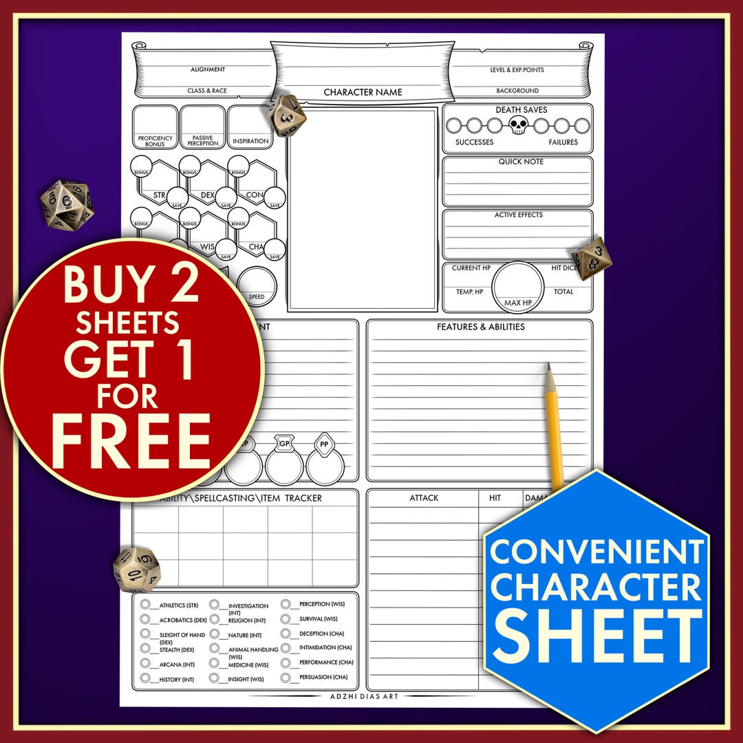 Printable DND 5e Character Sheet - Etsy UK
