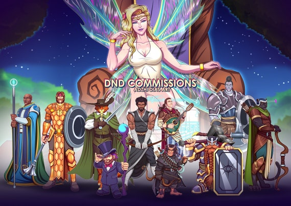 Custom Game Character Portrait, RPG Character Design, DnD Group Drawing ...