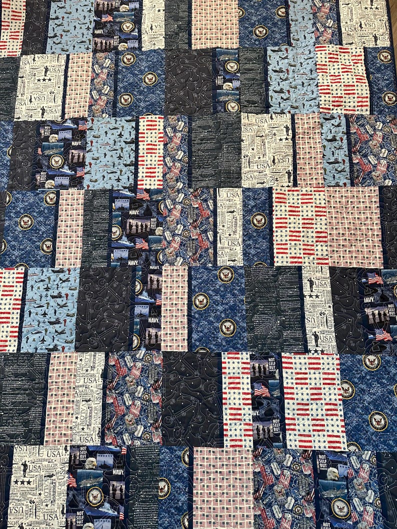 Handmade US Navy Quilt in Red White & Blue - Etsy