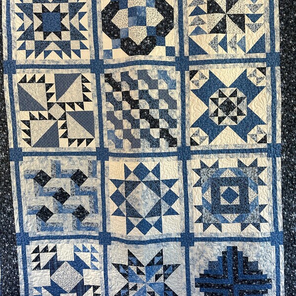 Blue and White Quilt - Etsy