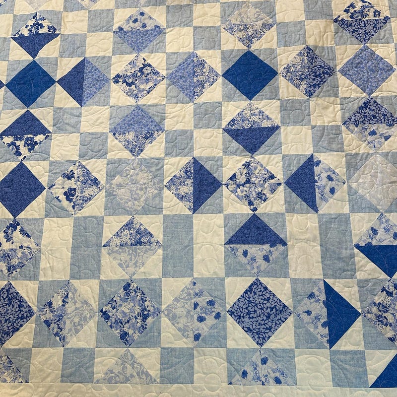 Blue and White Quilt - Etsy