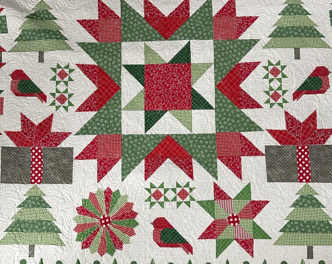Handmade Christmas Quilt With Trees and Birds - Etsy