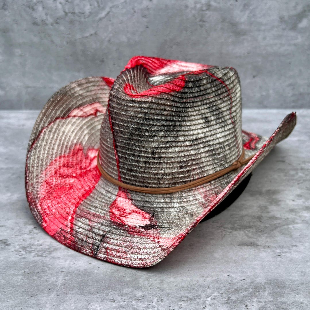 Red Black Straw Cowboy Hat Georgia Bulldogs - Etsy