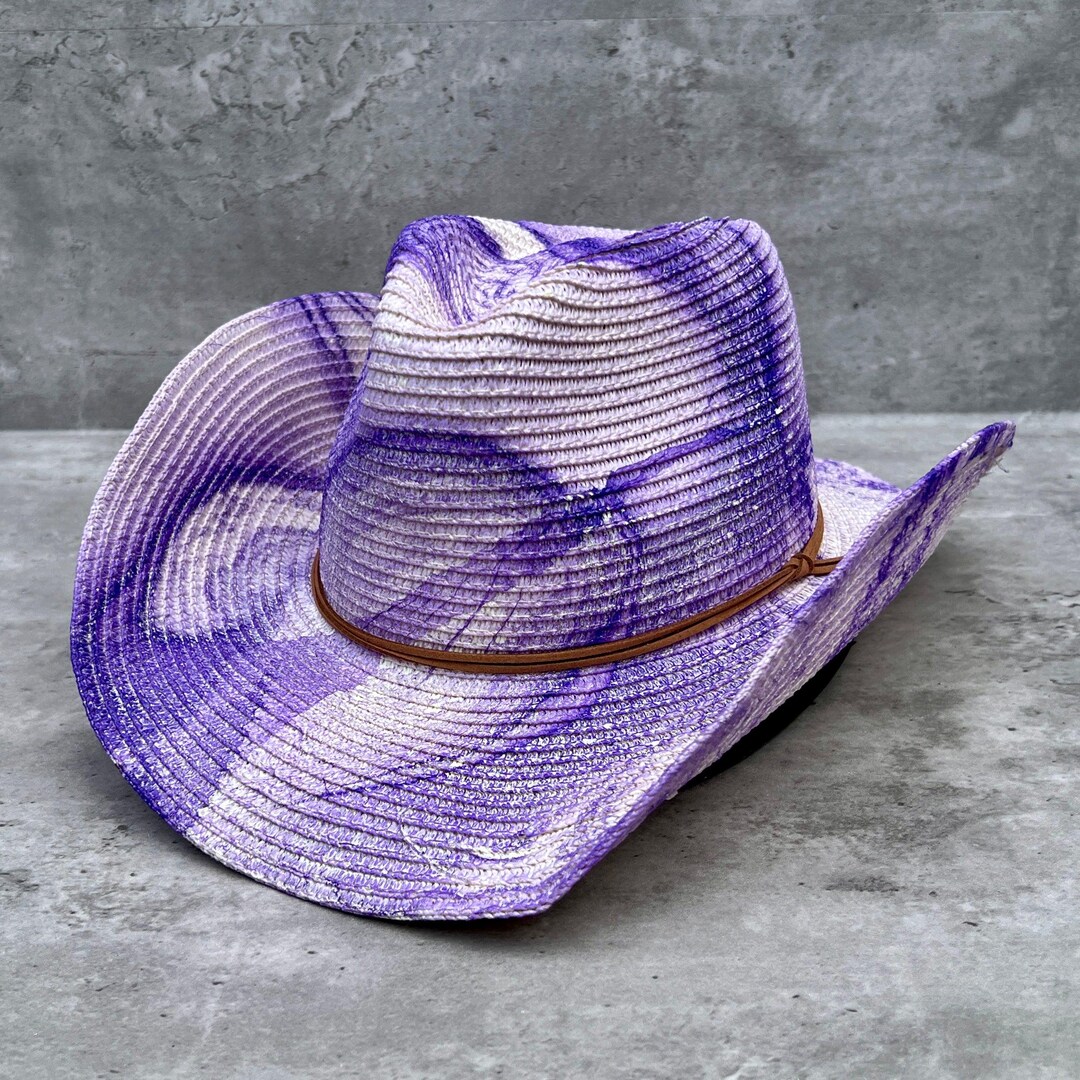 Purple Straw Cowboy Hat - Etsy