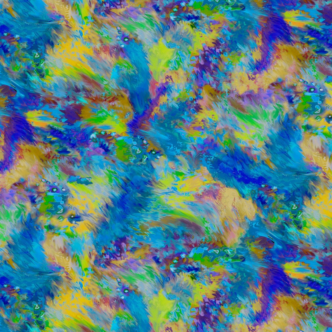 Bright Blue Rainbow Cotton Fabric. - Etsy