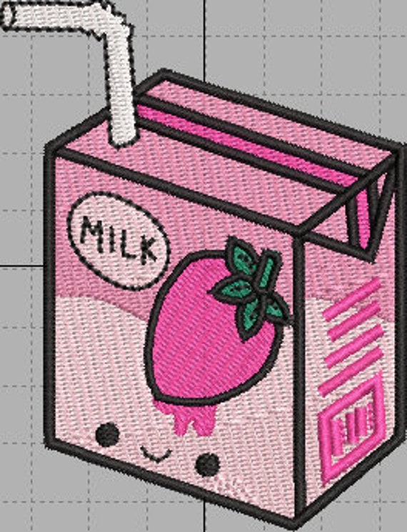 Strawberry Milk Machine Embroidery Design File 4x4 | Etsy