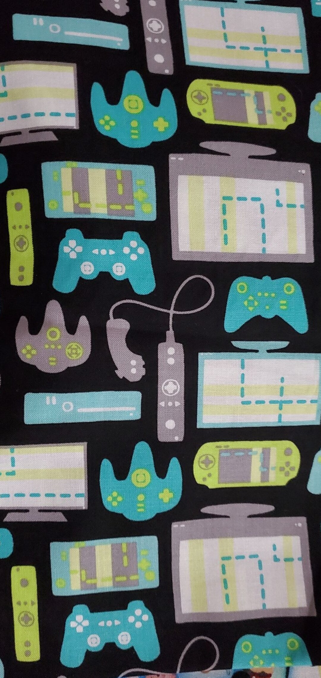 Teal and Black Game Controllers Cotton Fabric - Etsy
