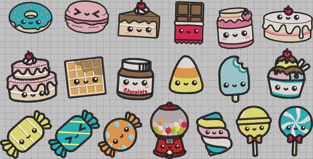 Small Kawaii Candy Mix 26 Machine Embroidery Designs File - Etsy