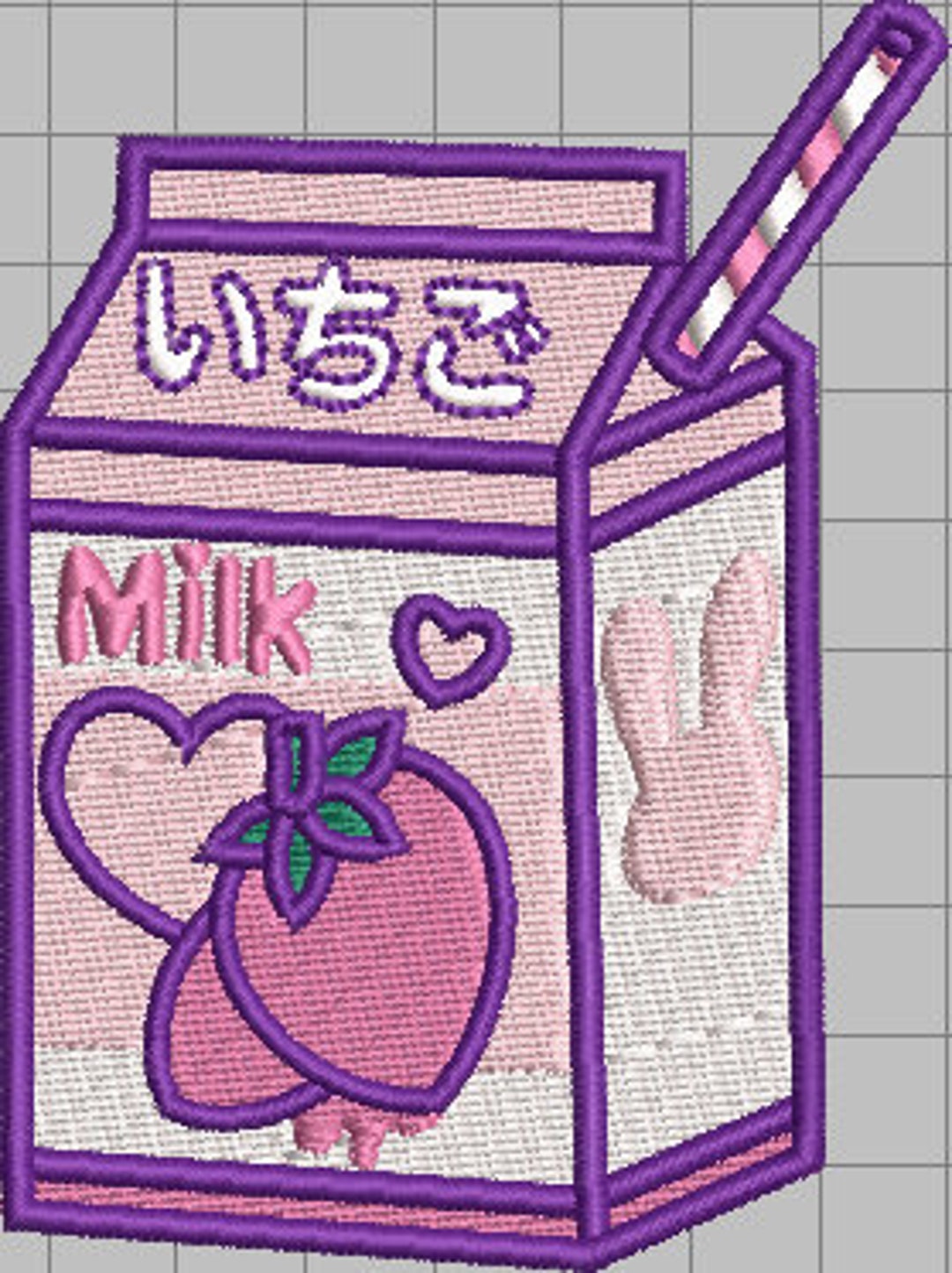 Japanese Strawberry Milk Carton Machine Embroidery Design File 4x4 - Etsy