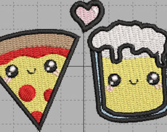 Beer and Pizza Machine Embroidery Design File 4x4 - Etsy