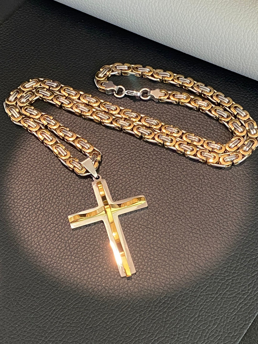 Stainless Steel/gold Crucifix Cross Pendant Necklace. - Etsy