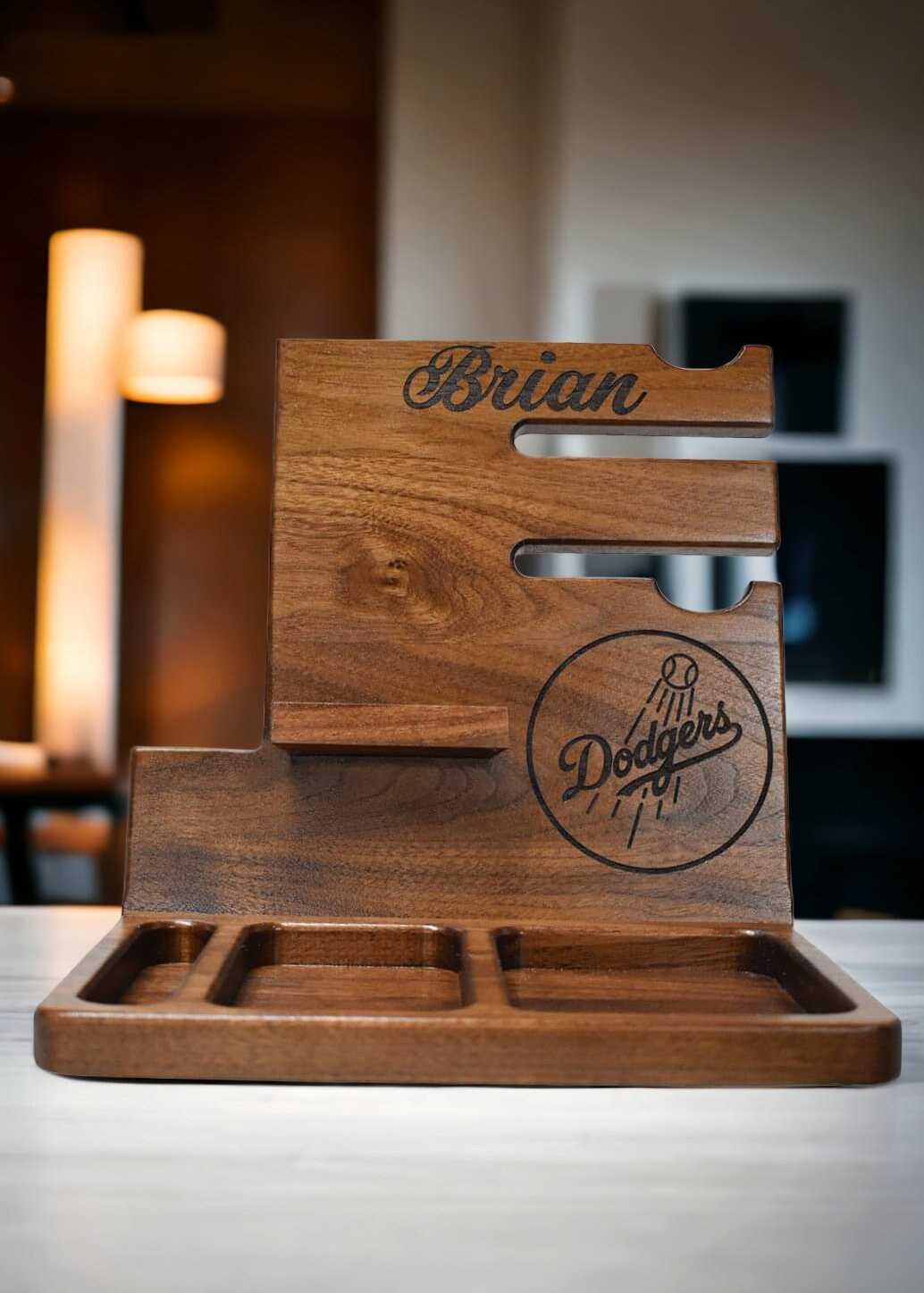 Personalized Walnut Men's Valet Organizer: Engraved Docking Station - Etsy