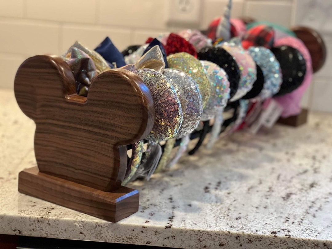 Mickey Ear Holder Stand – Solid Walnut Display Rack for Disney Ears ...