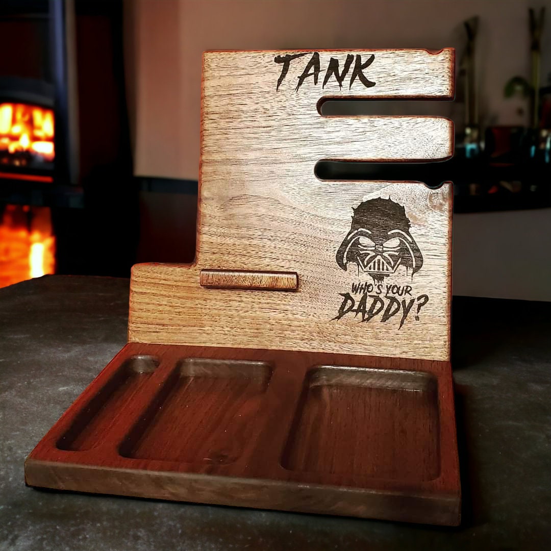 Personalized Walnut Men's Valet Organizer: Engraved Docking Station - Etsy