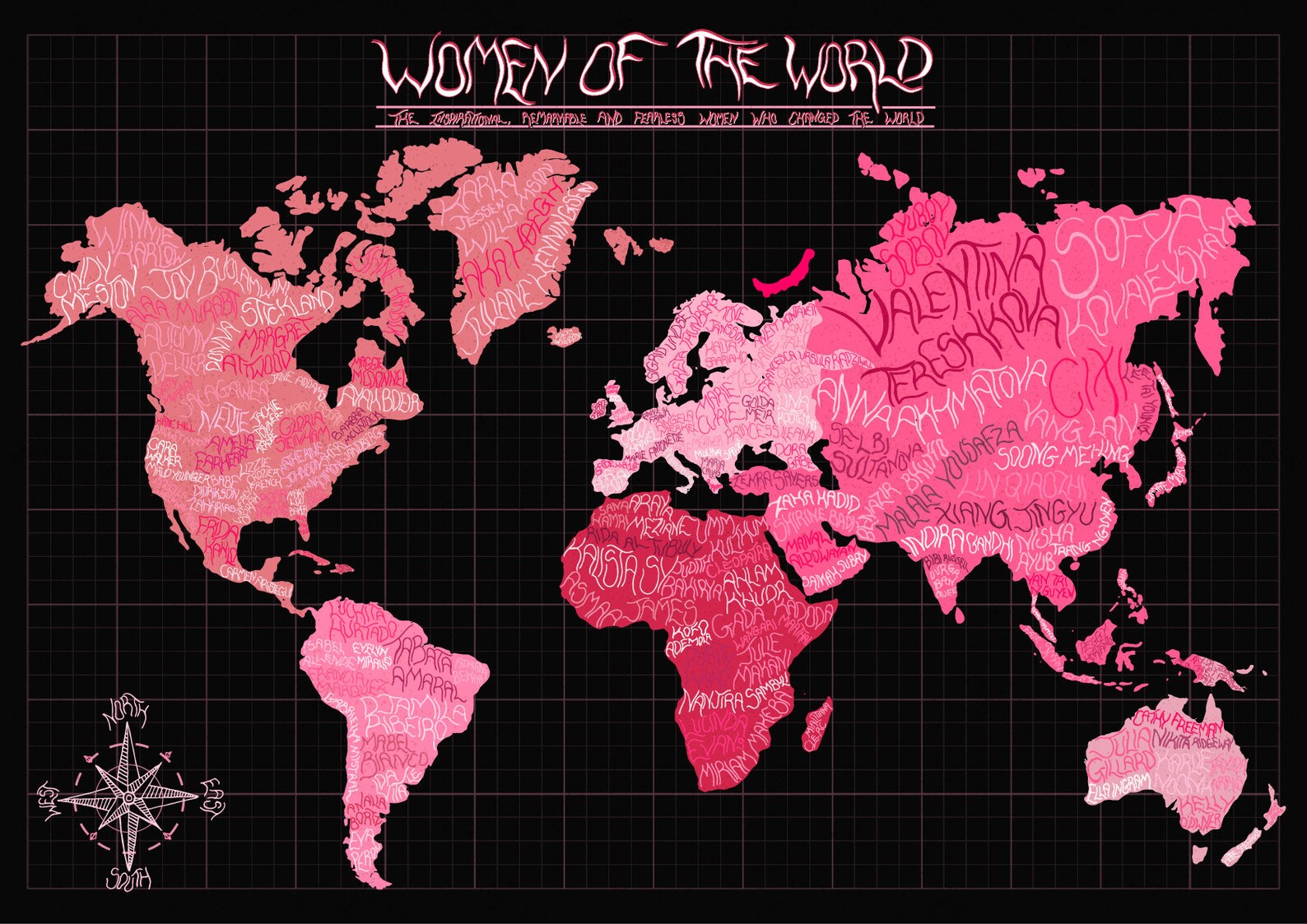 Women of the World Incredible Women Displayed on a Map - Etsy