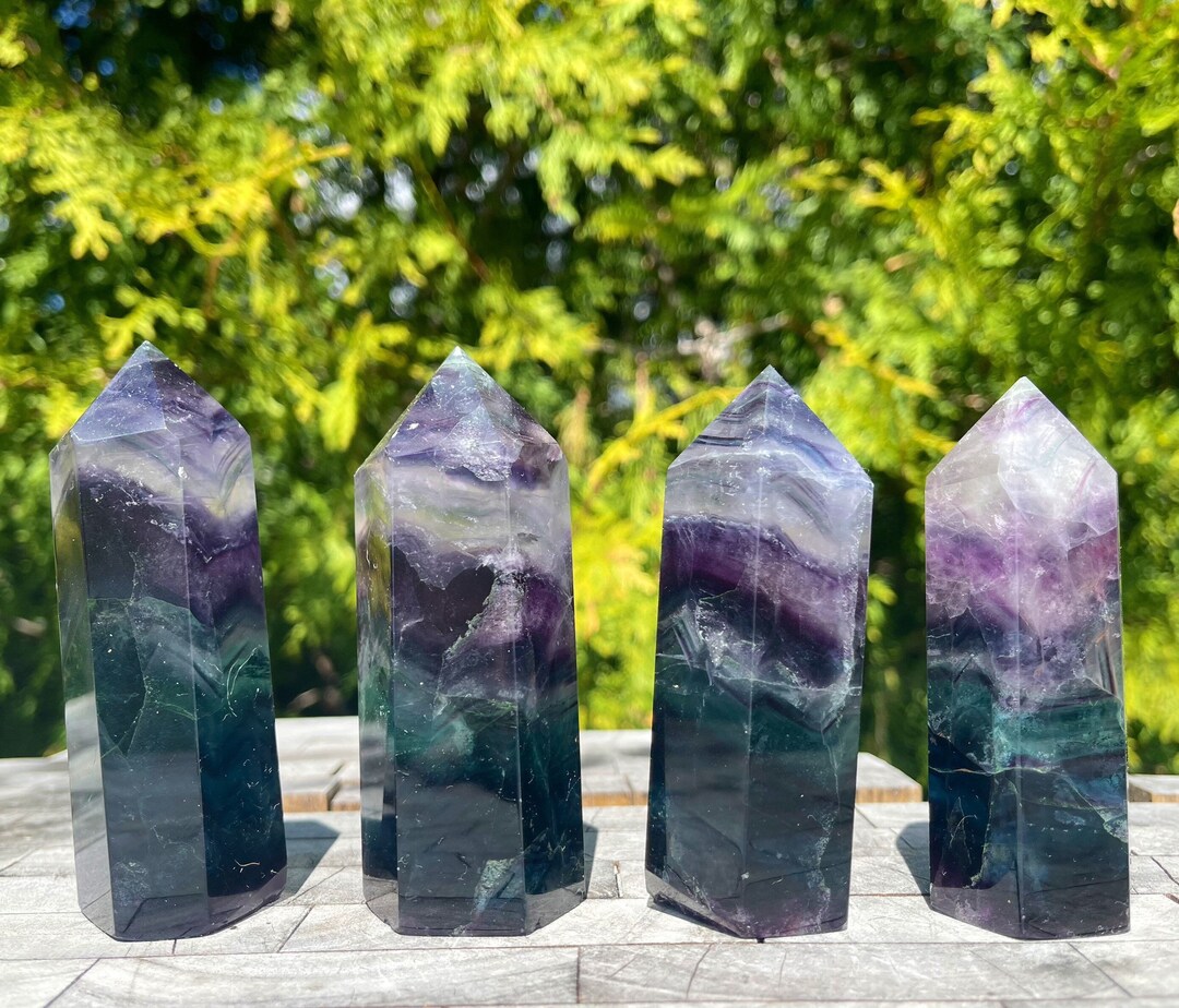 Rainbow Fluorite Tower, Healing Crystal, Fluorite Prism, Heart Chakra, Energy Healing, Balancing ...