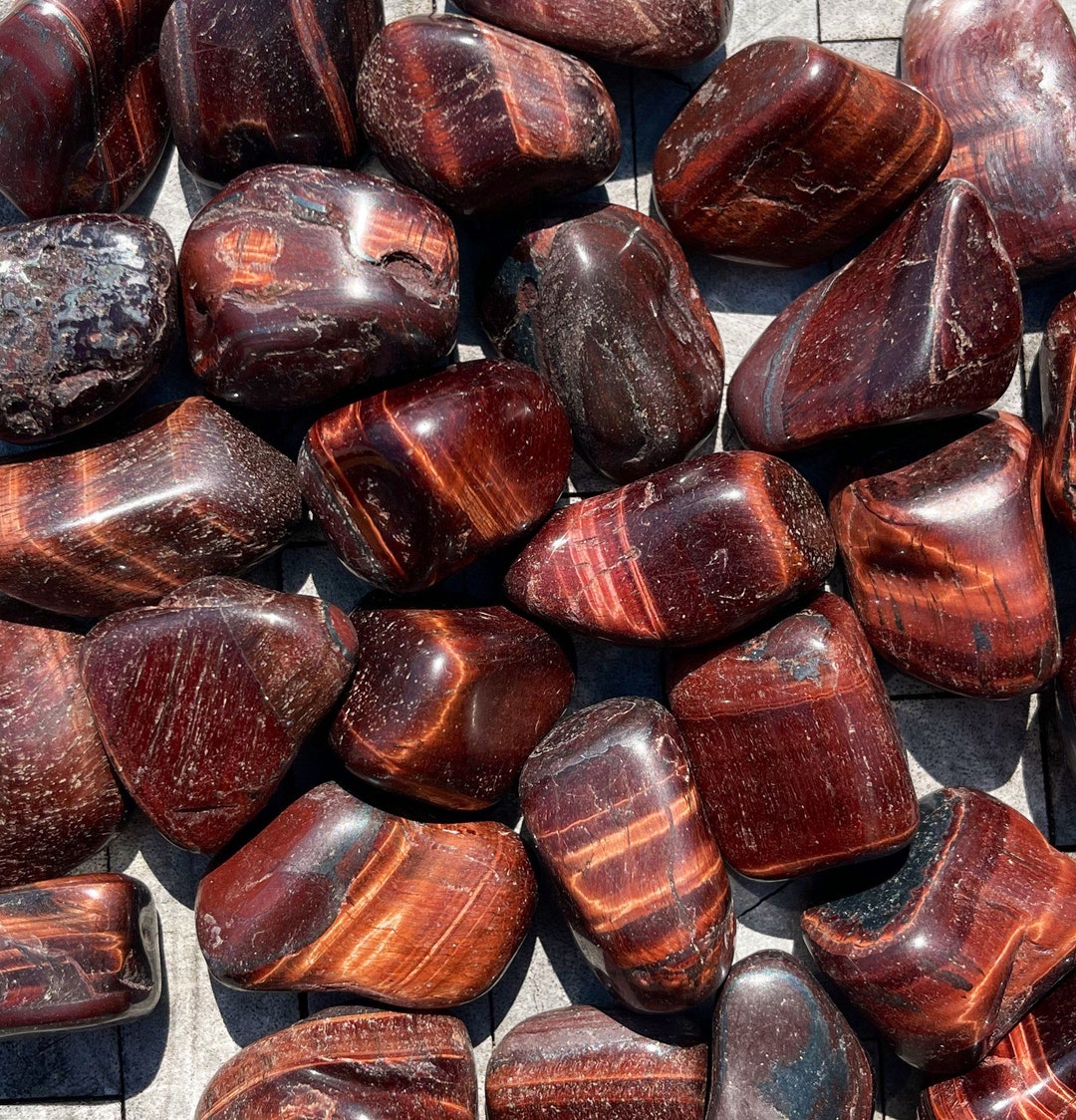 Red Tigers Eye Tumbled Stones, Protection Crystal, Stones for Luck ...