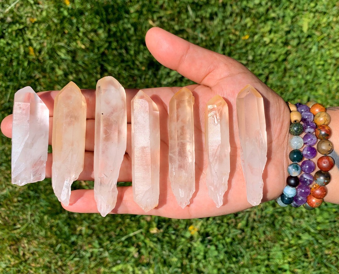 Pointed Natural Lemurian Seed Wands, Small Raw Crystal Wand, Clear ...