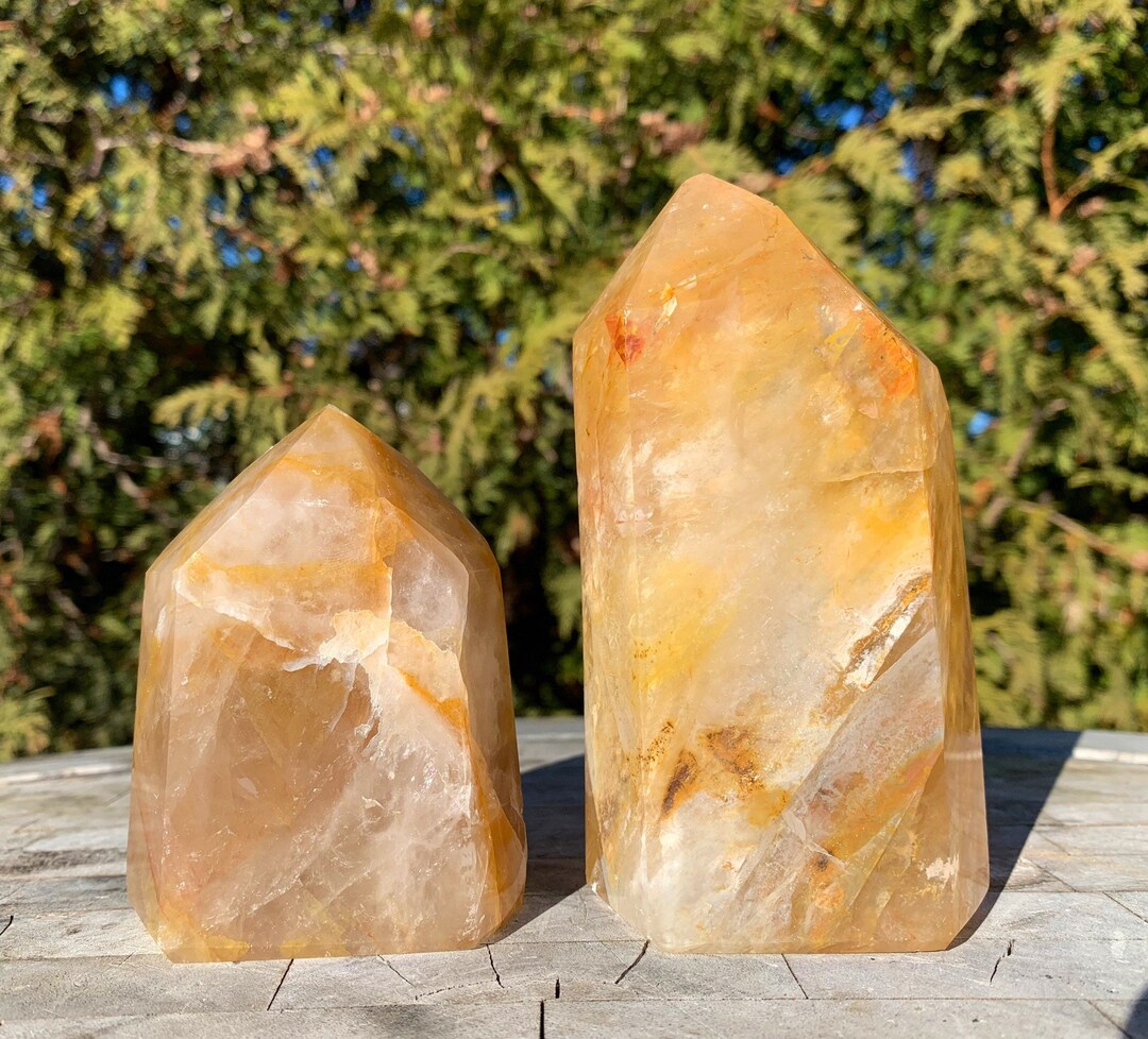 Golden Healer Towers, Yellow Hematoid Quartz Pillar, Chakra Cleansing ...