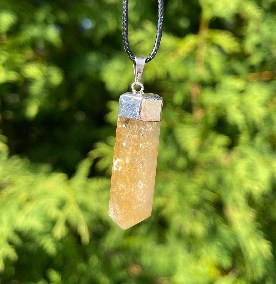 Citrine Pendant Silver Citrine Necklace Crystal Point Crown Chakra ...