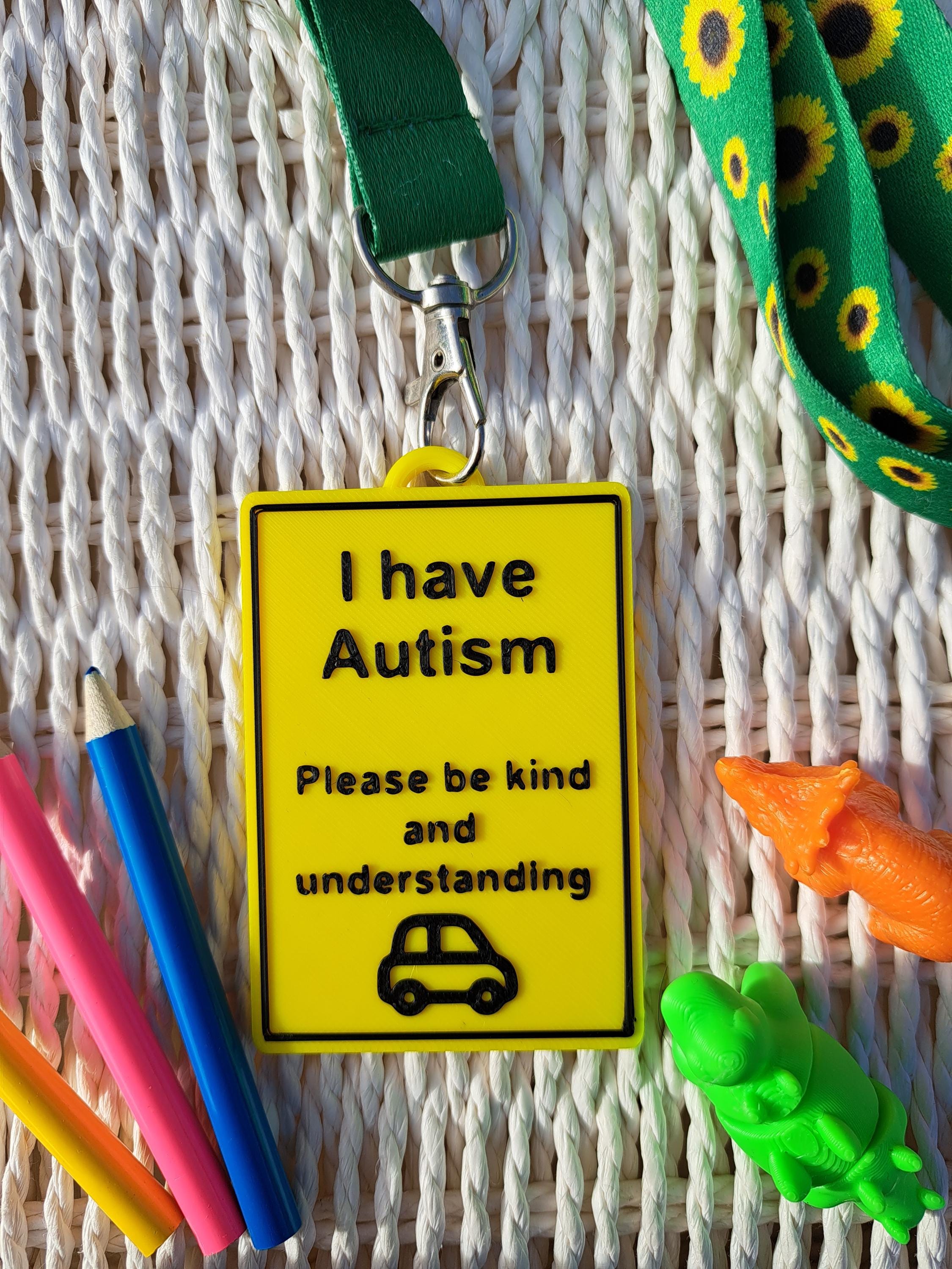 Autism ID Tag - I Have Autism Please Be Kind - Custom Keychain - 6 ...