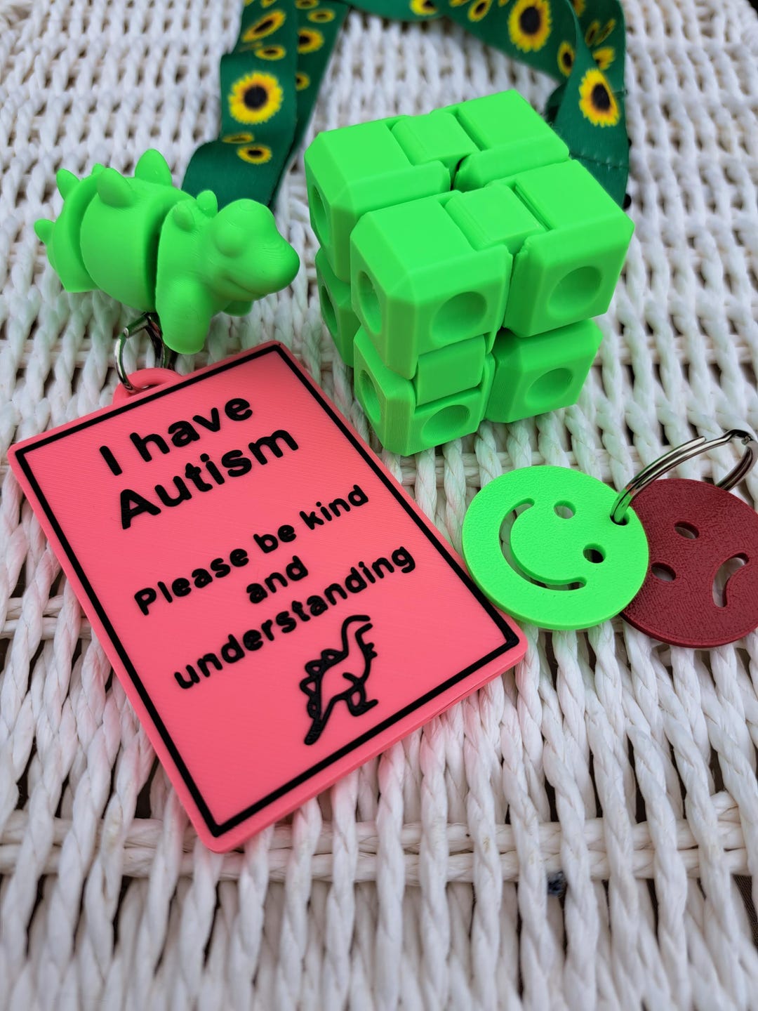 Autism Support Bundle: ID Tag, Emotion Tag, Fidget Set - Etsy