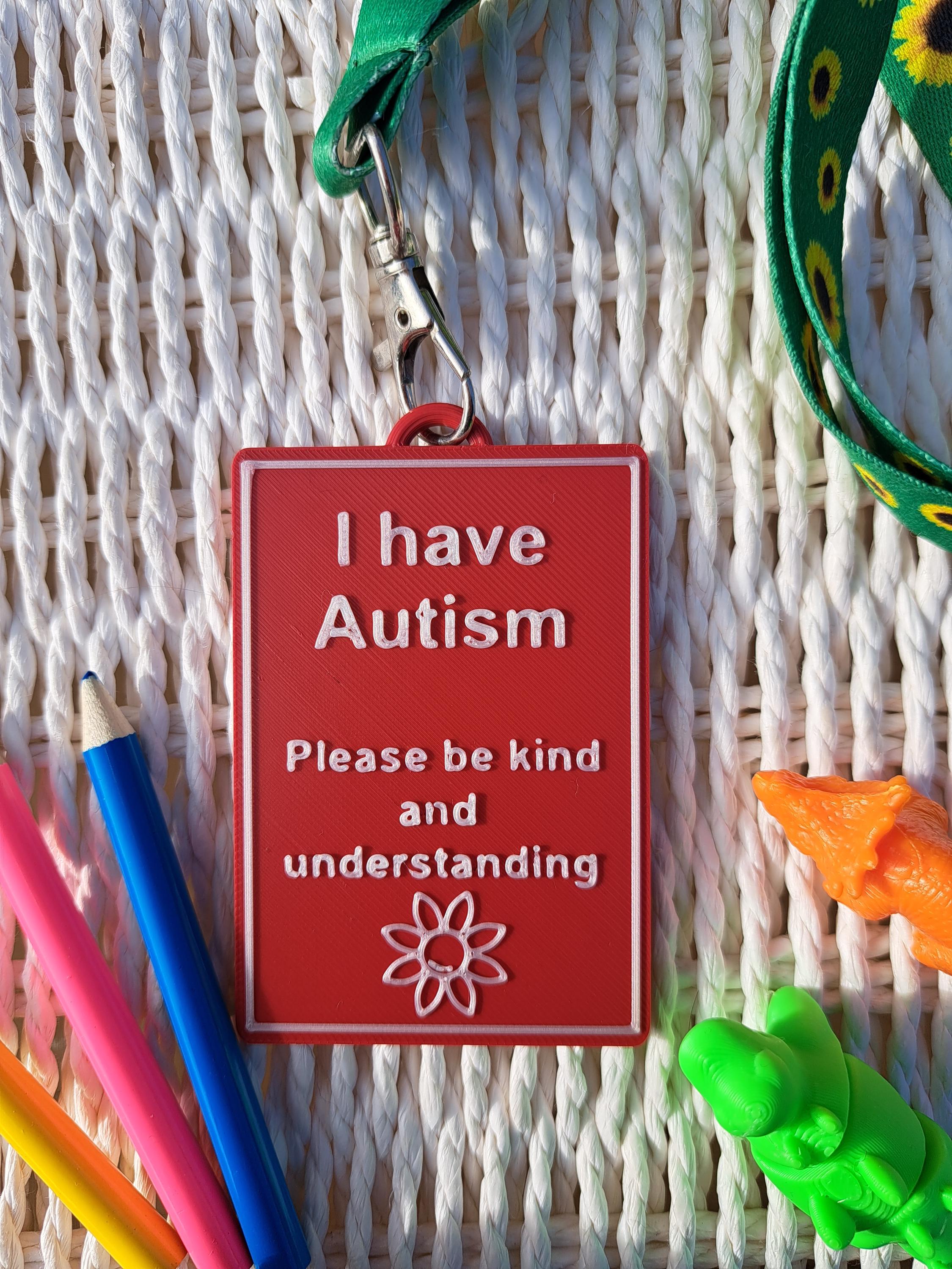 Autism ID Tag - I Have Autism Please Be Kind - Custom Keychain - 6 ...