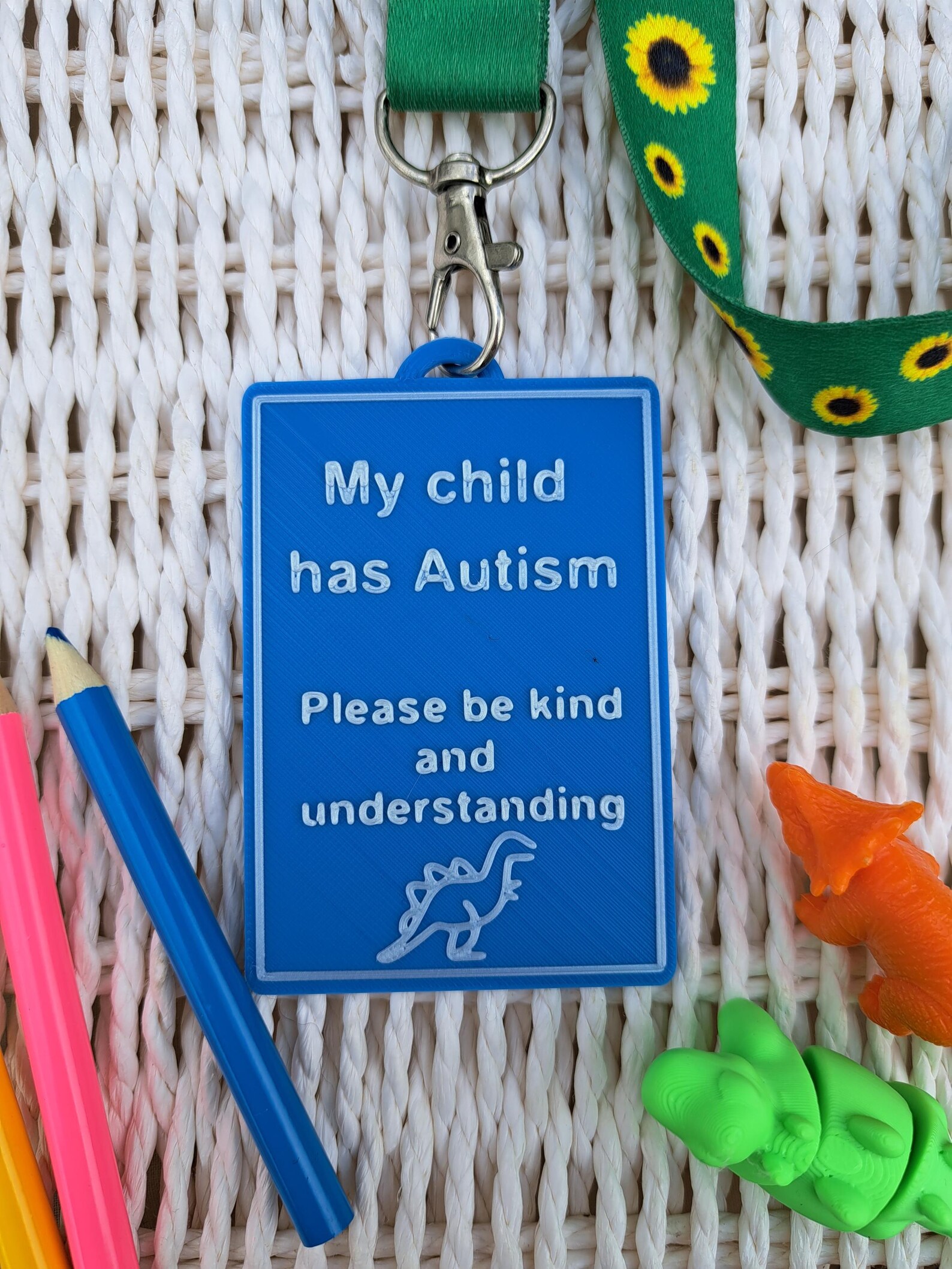 Autism ID Tag - My Child Has Autism Please Be Kind - Custom Keychain ...