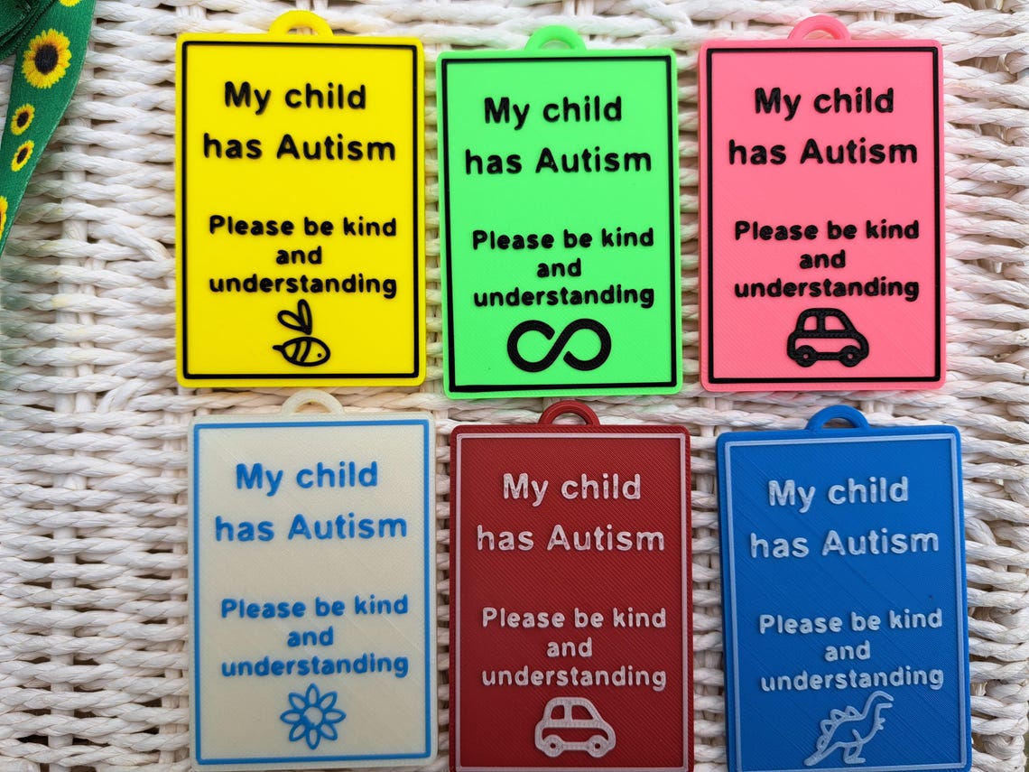 Autism ID Tag - My Child Has Autism Please Be Kind - Custom Keychain ...
