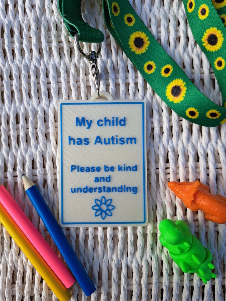 Autism ID Tag - My Child Has Autism Please Be Kind - Custom Keychain ...